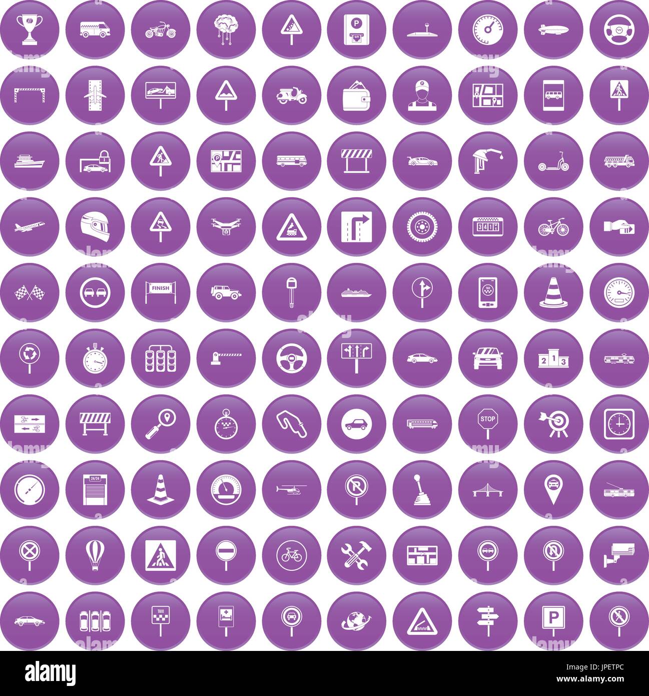 100 traffic icons set purple Stock Vector Image & Art - Alamy