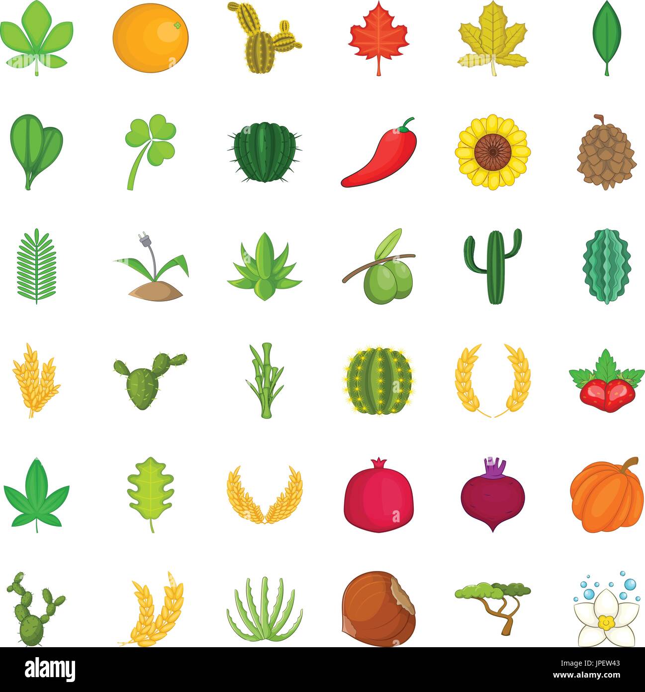 Green plant icons set, cartoon style Stock Vector Image & Art - Alamy