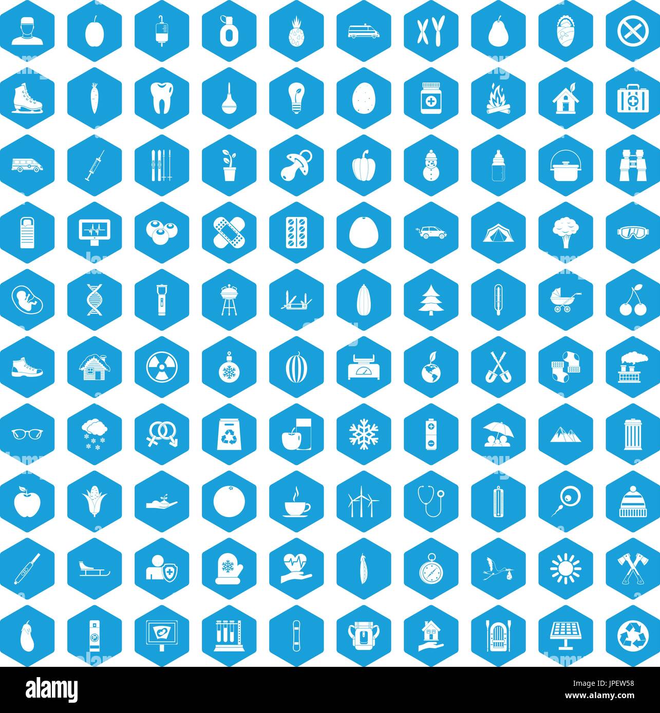 100 child health icons set blue Stock Vector Image & Art - Alamy