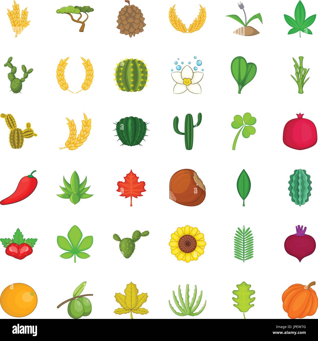 Nature plant icons set, cartoon style Stock Vector Image & Art - Alamy
