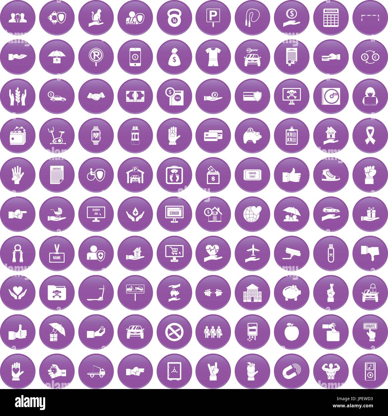 100 hand icons set purple Stock Vector Image & Art - Alamy