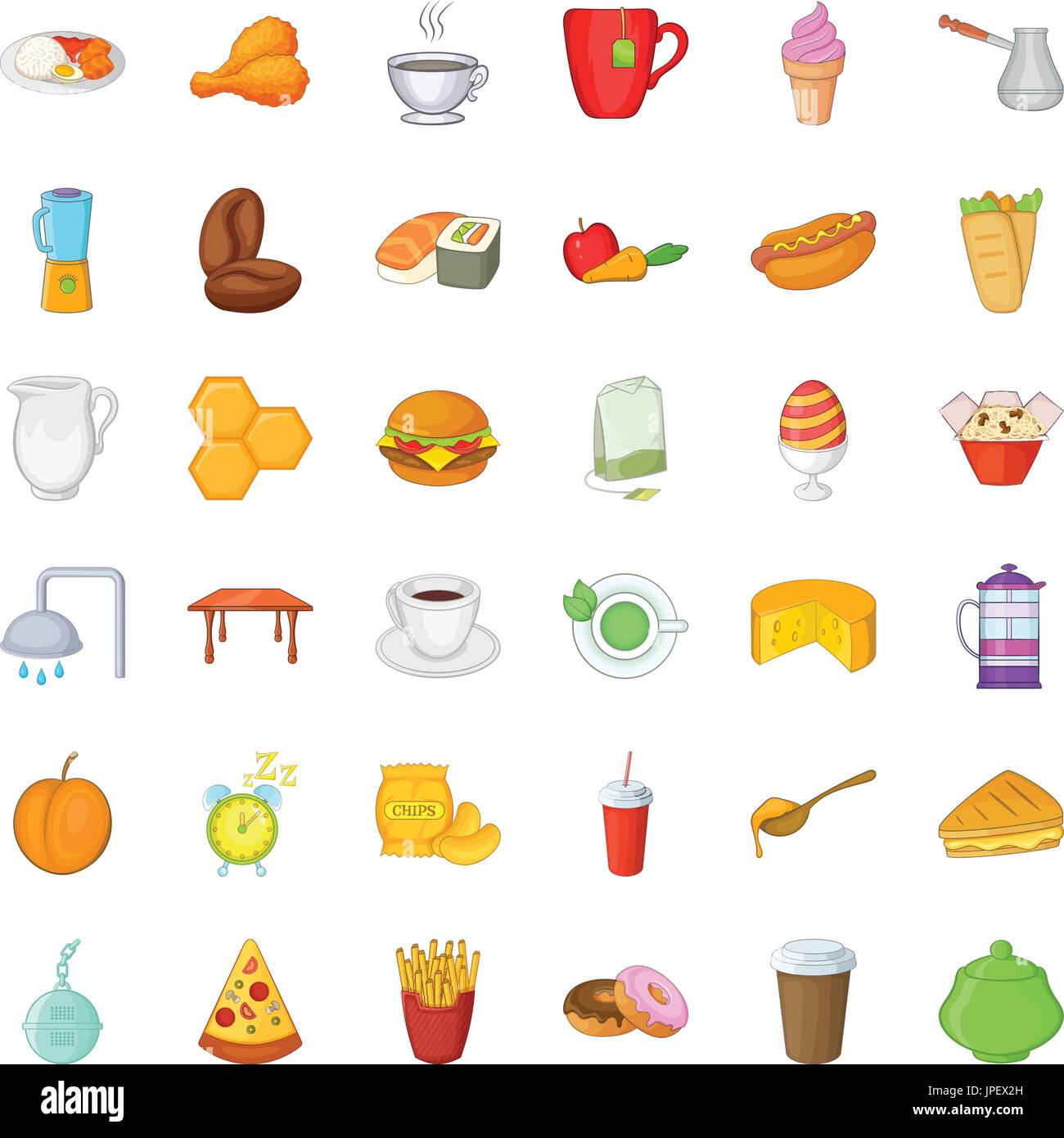 Tasty breakfast icons set, cartoon style Stock Vector Image & Art - Alamy