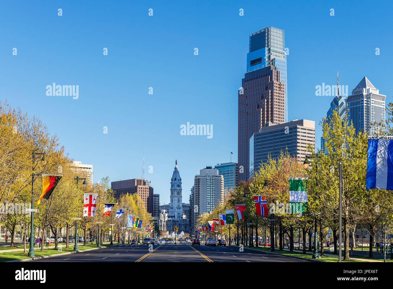 Franklin Parkway, Downtown Philadelphia, Pennsylvania, USA Stock Photo ...