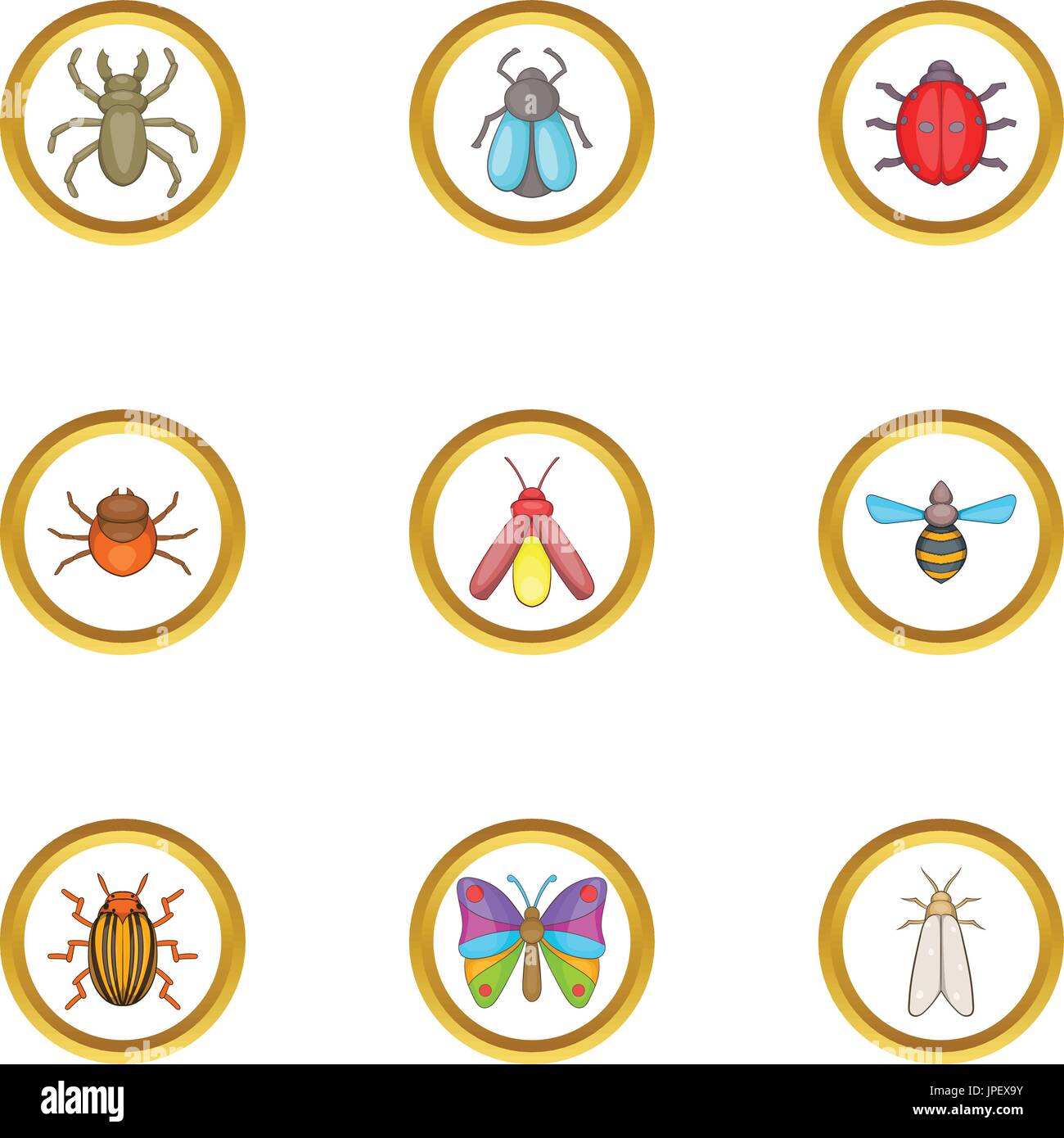 Colorful insects icons set, cartoon style Stock Vector Image & Art - Alamy