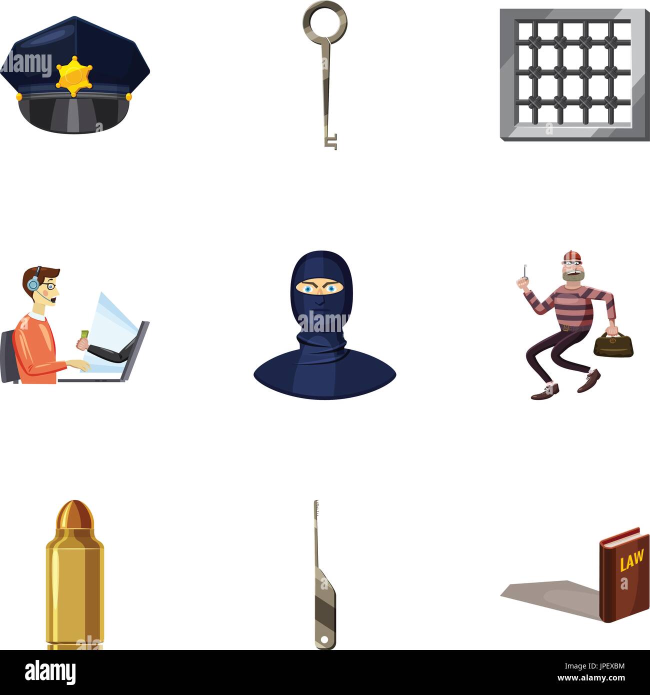 Crime icons set, cartoon style Stock Vector Image & Art - Alamy