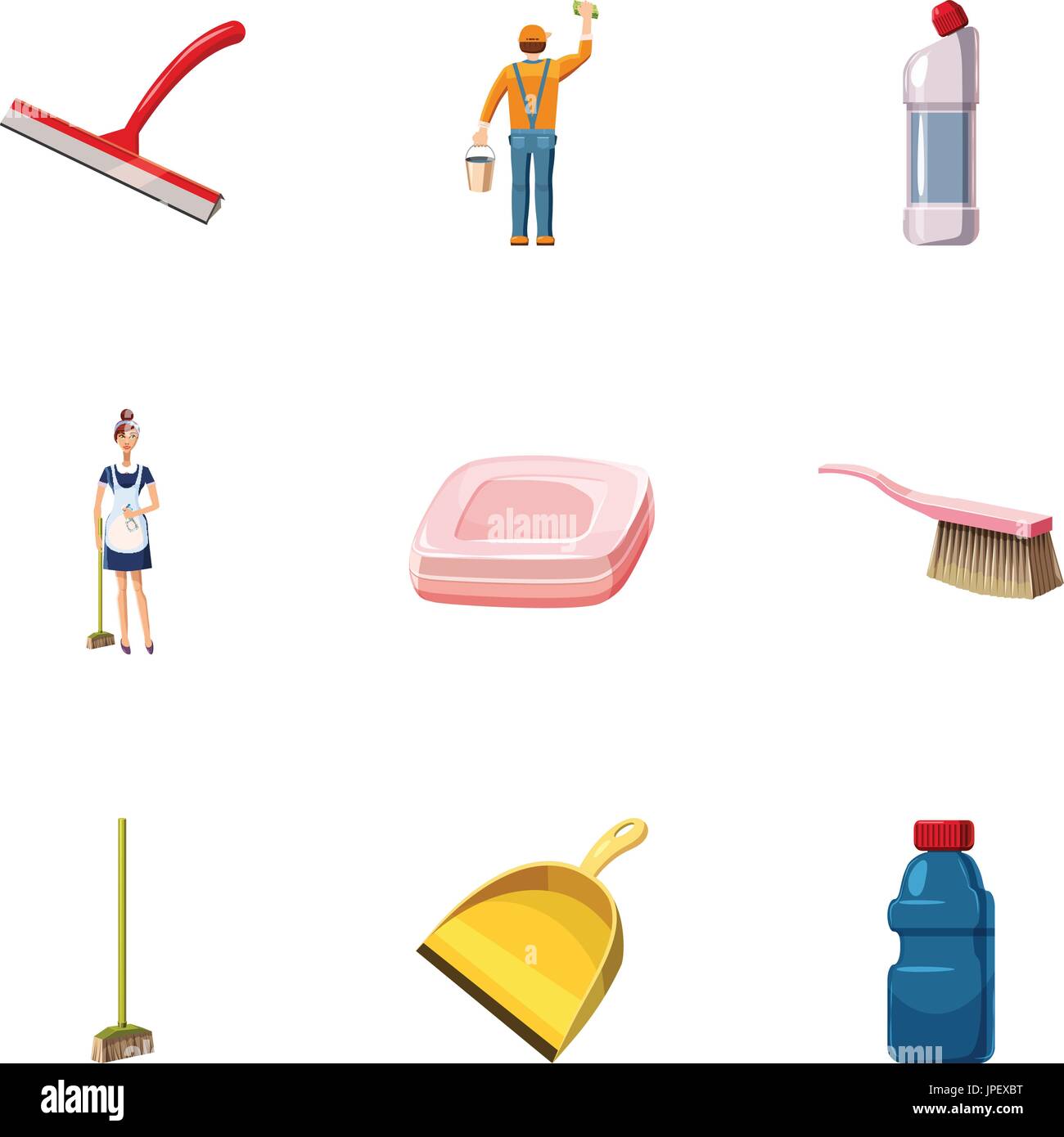 Cleaning staff icons set, cartoon style Stock Vector Image & Art - Alamy