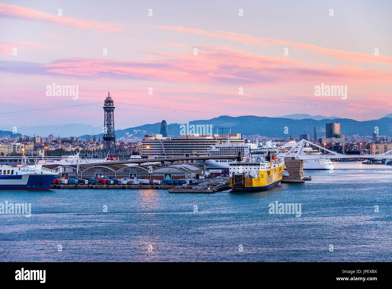Harbor and downtown Barcelona, Spain Stock Photo - Alamy