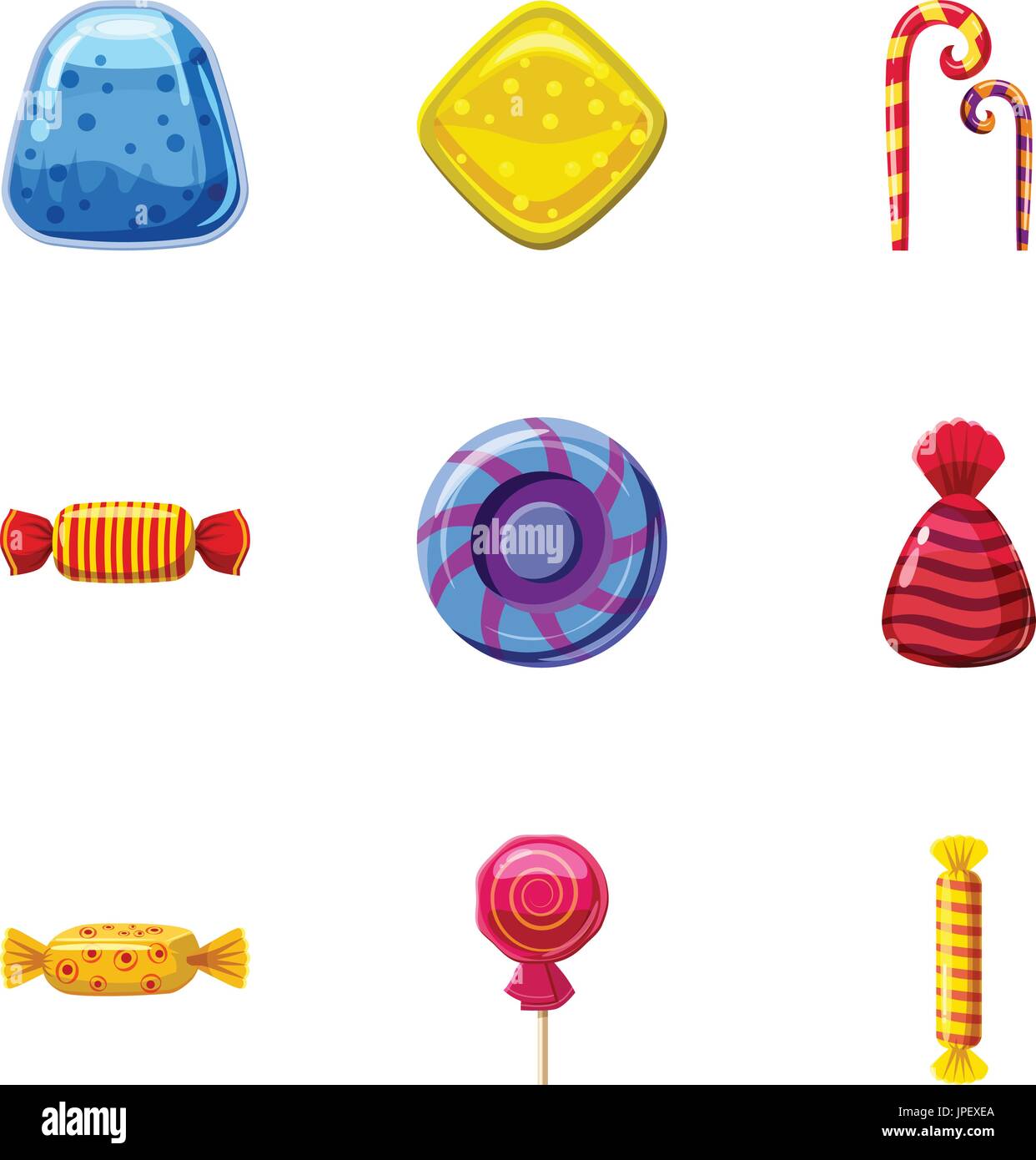 Colorful candy icons set, cartoon style Stock Vector Image & Art - Alamy