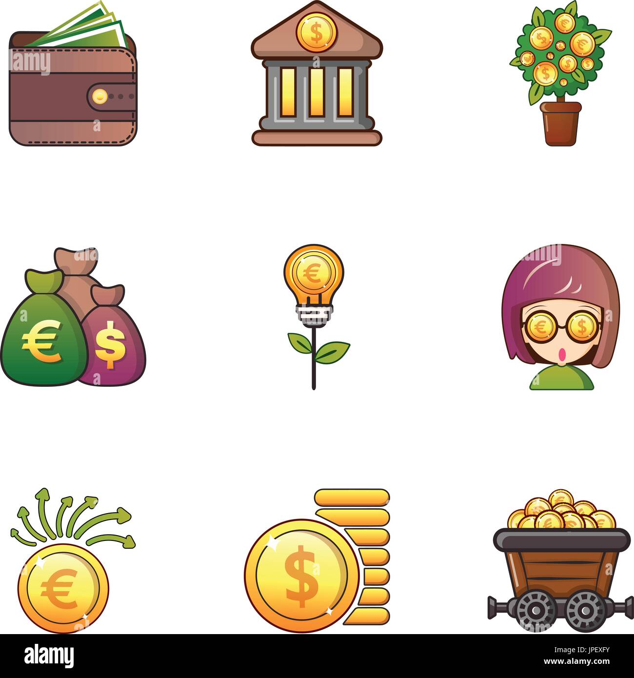 Money icons set, cartoon style Stock Vector Image & Art - Alamy