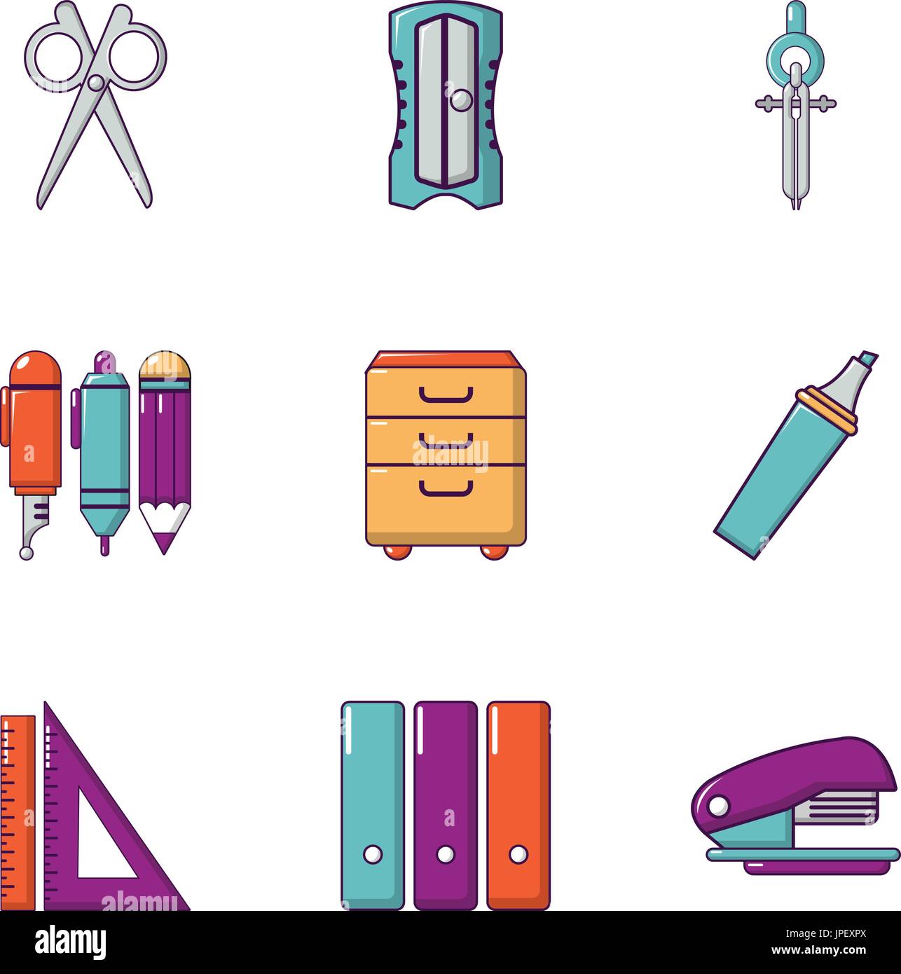 School stuff icons set, flat style Stock Vector Image & Art - Alamy