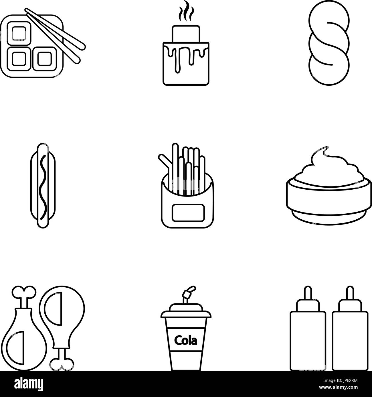 Snacks icons set, outline style Stock Vector Image & Art - Alamy
