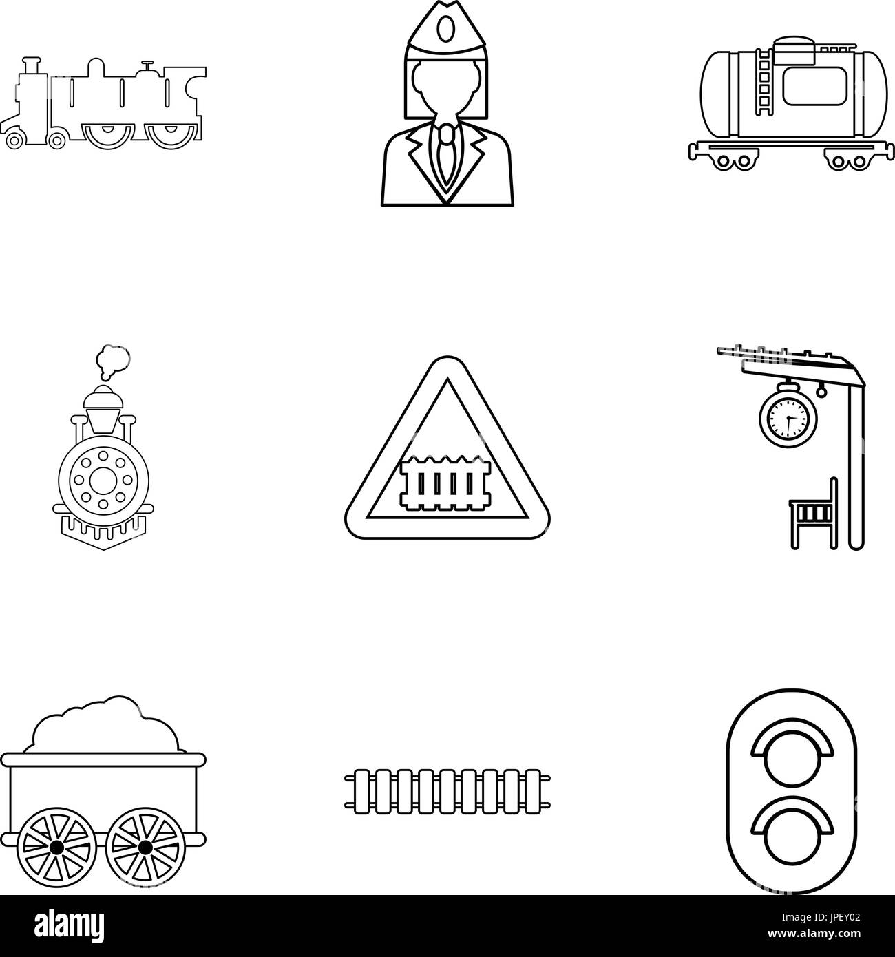Train icons set, outline style Stock Vector Image & Art - Alamy