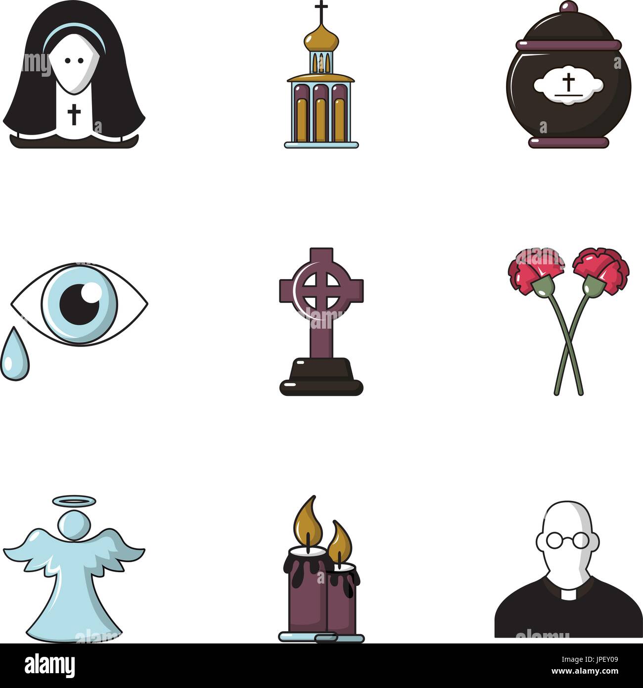 Cemetery icons set, flat style Stock Vector Image & Art - Alamy