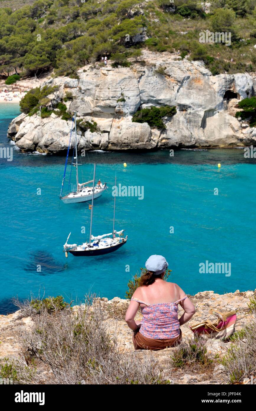 Cala Macarelleta beach blue lagoon menorca minorca spain Stock Photo ...