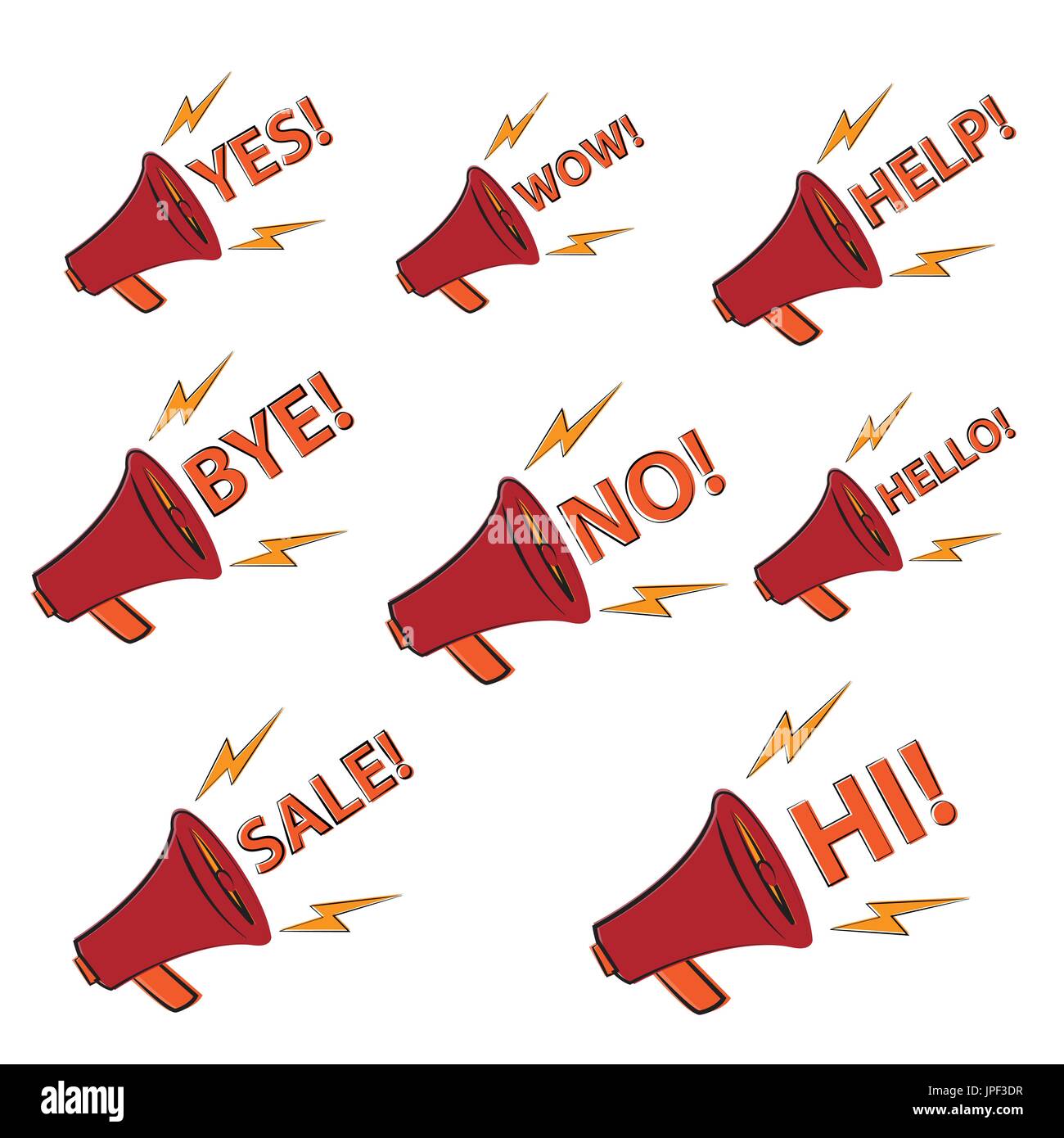 vector set of megaphones with random messages Stock Vector Image & Art ...