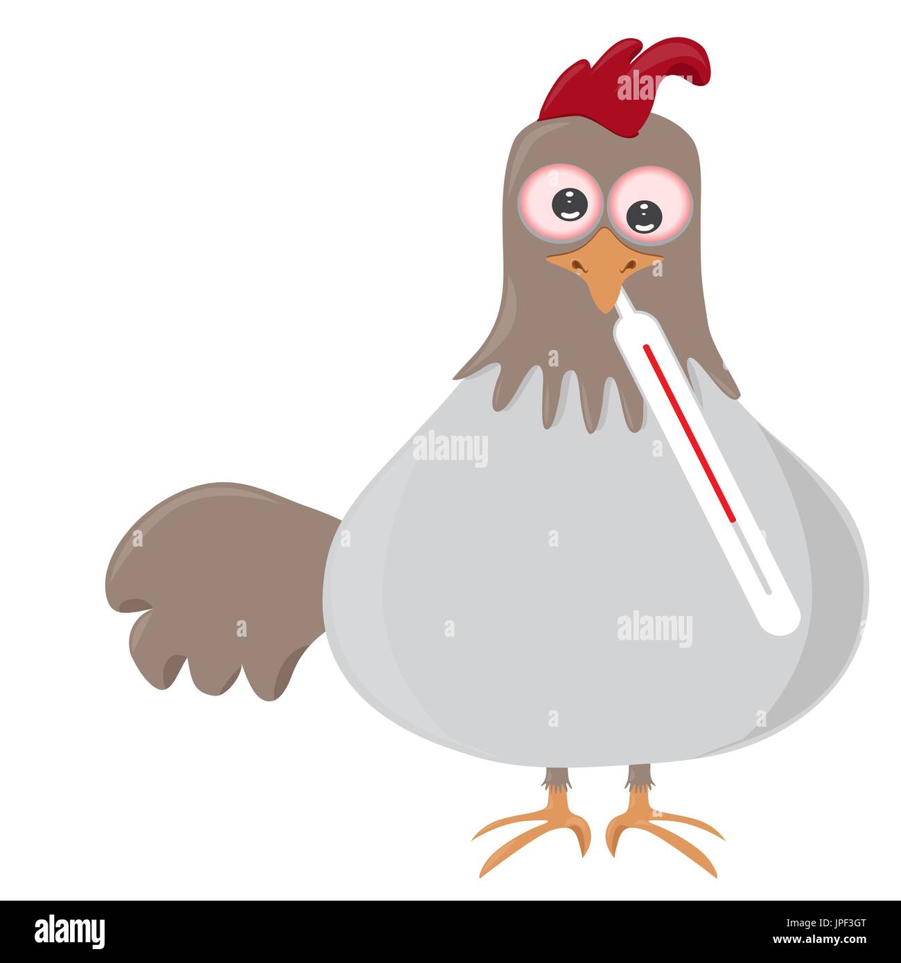 vector illustration of bird with thermometer, having bird flu also ...