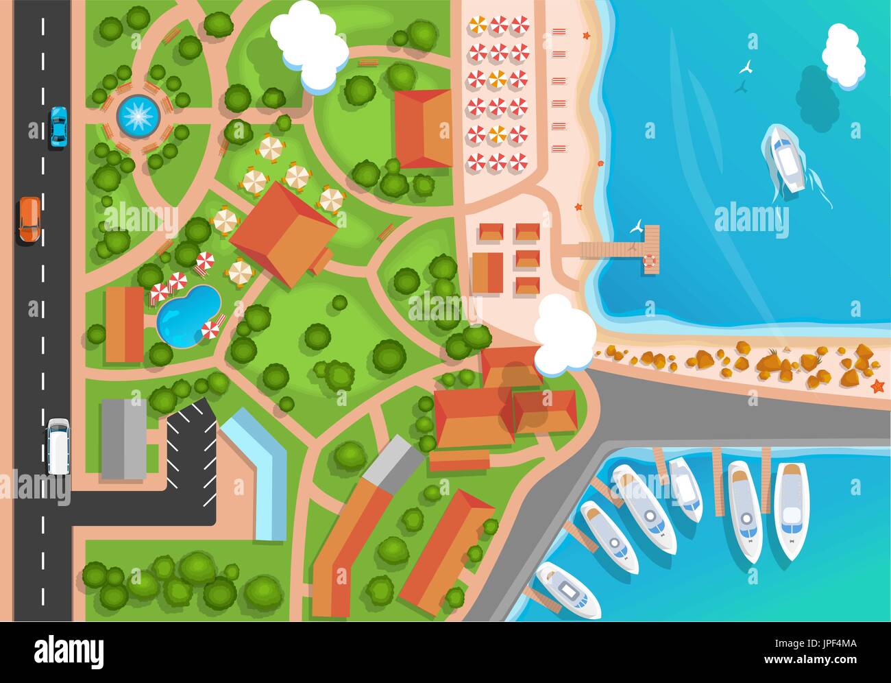 Aerial view road village Stock Vector Images - Alamy