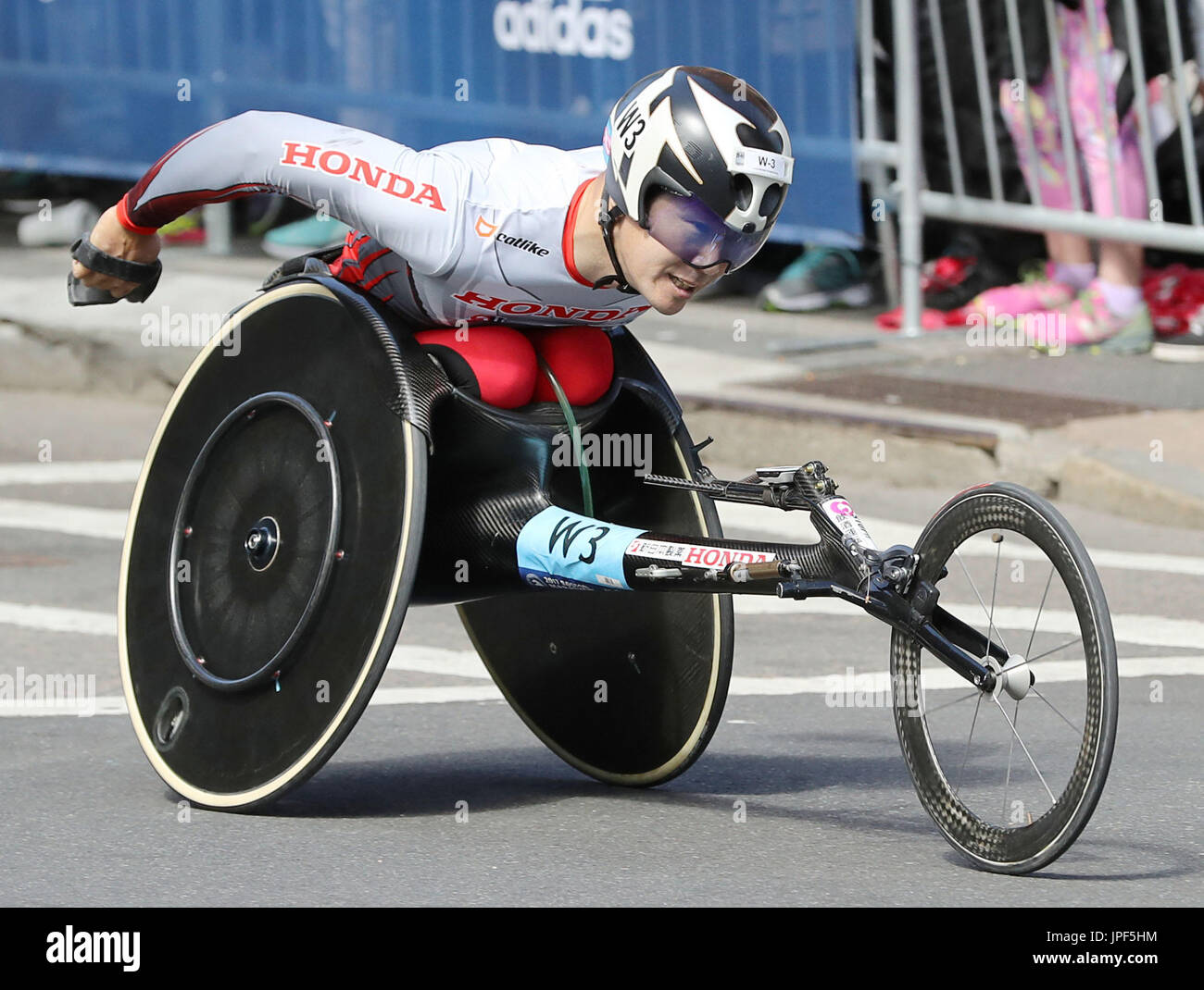 Hiroyuki Yamamoto of Japan competes in the men's wheelchair division of ...