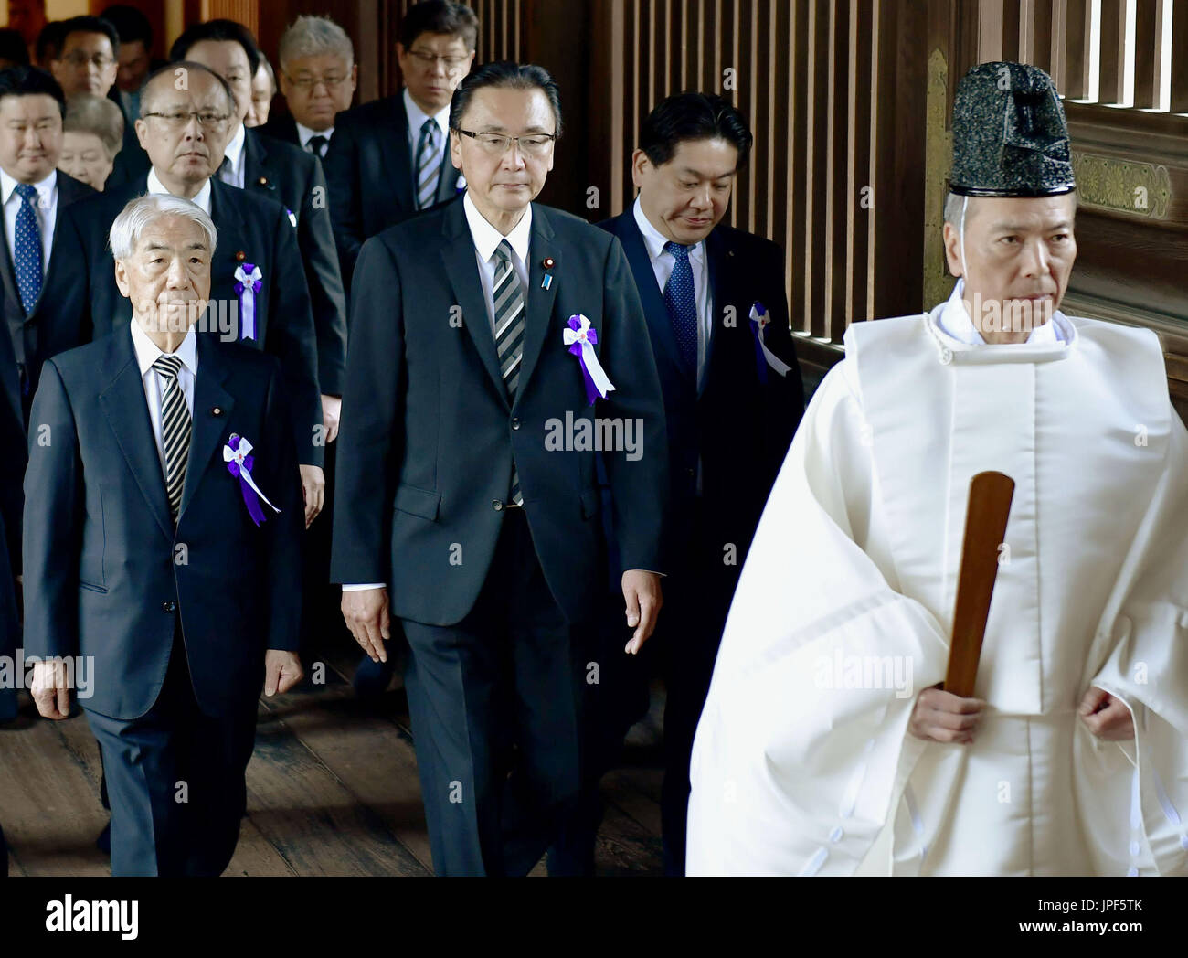 A cross-party group of lawmakers visit Tokyo's Yasukuni Shrine on April ...