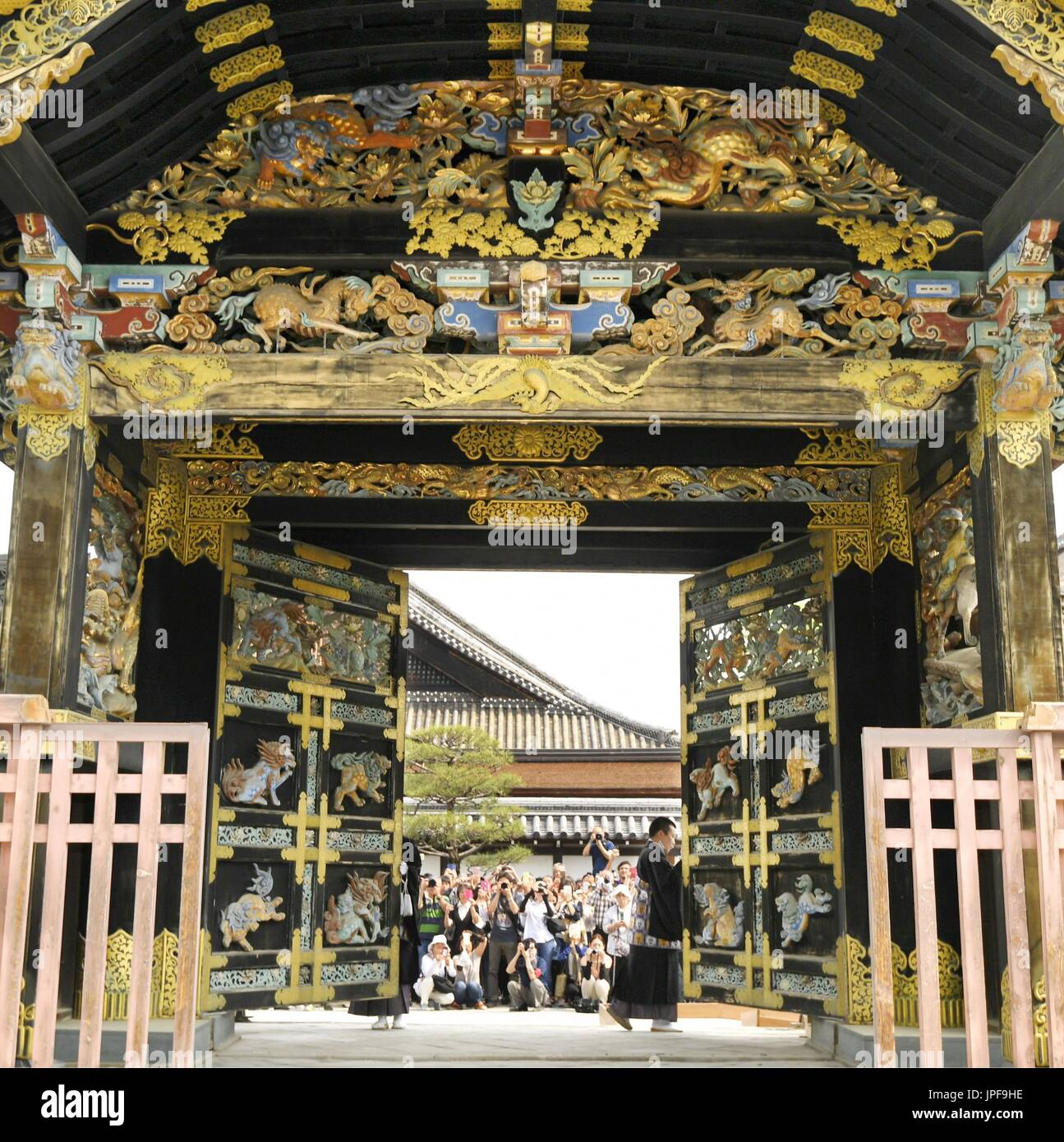 The Karamon, a gate with decorative carvings designated as a national ...