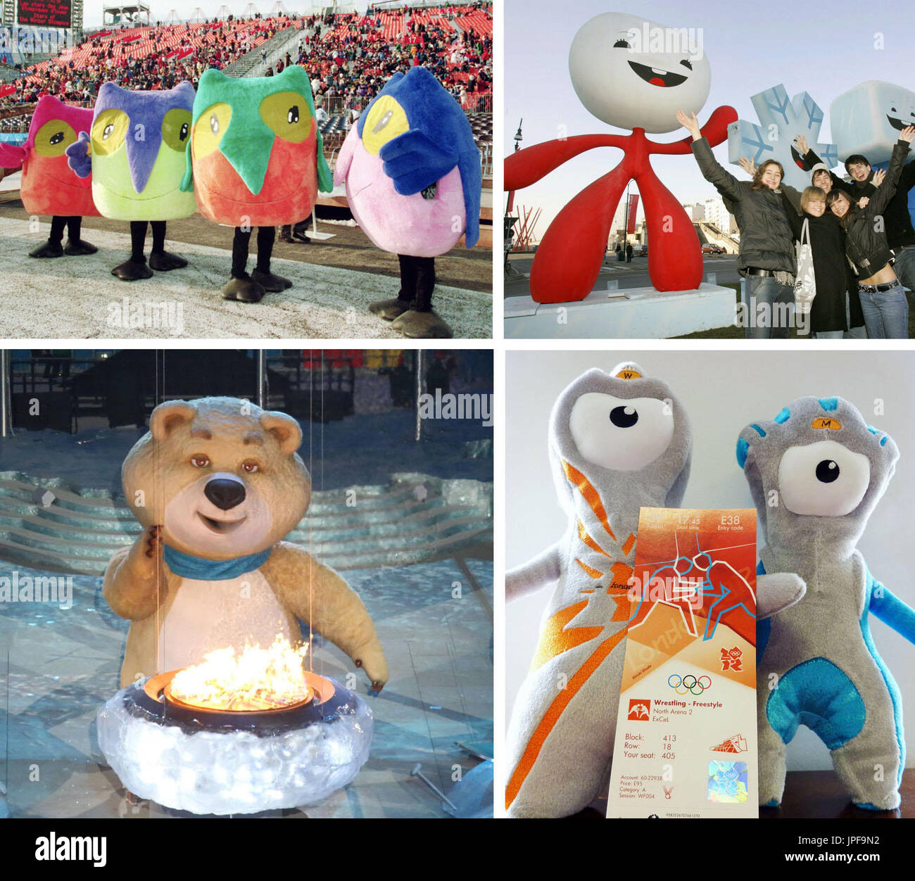 Combined file photo shows past official Olympic mascots (clockwise from ...