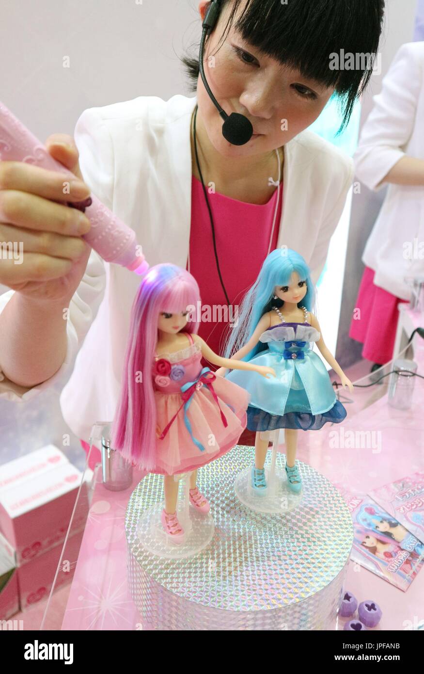Japanese toymaker Tomy Co. displays Licca-chan dolls, whose hair color ...