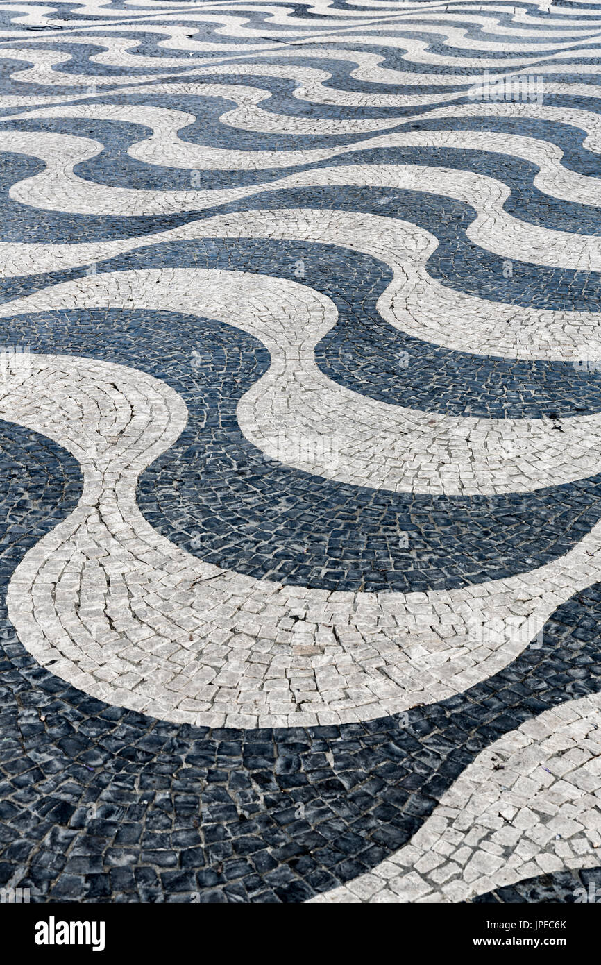 Tile brick floor in Lisbon Town Square, Portugal using as background ...