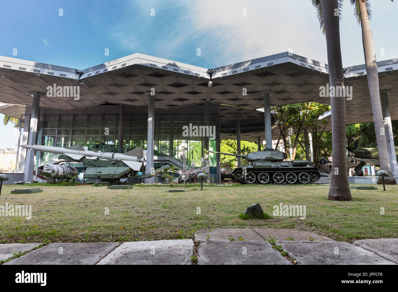 Tanks in front of Museo de la Revolution museum, building exterior, La ...