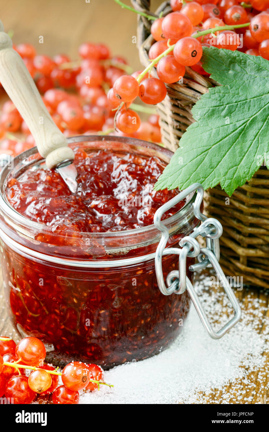 homemade red currant jam. tasty Stock Photo - Alamy