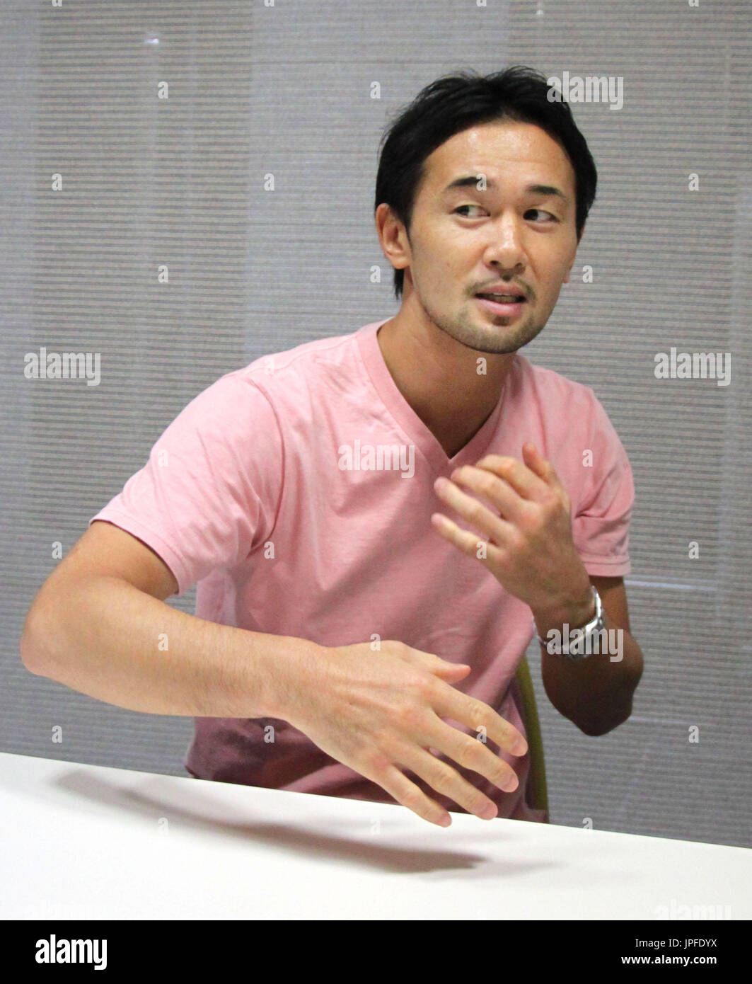 WBC bantamweight champion Shinsuke Yamanaka of Japan gives an interview ...