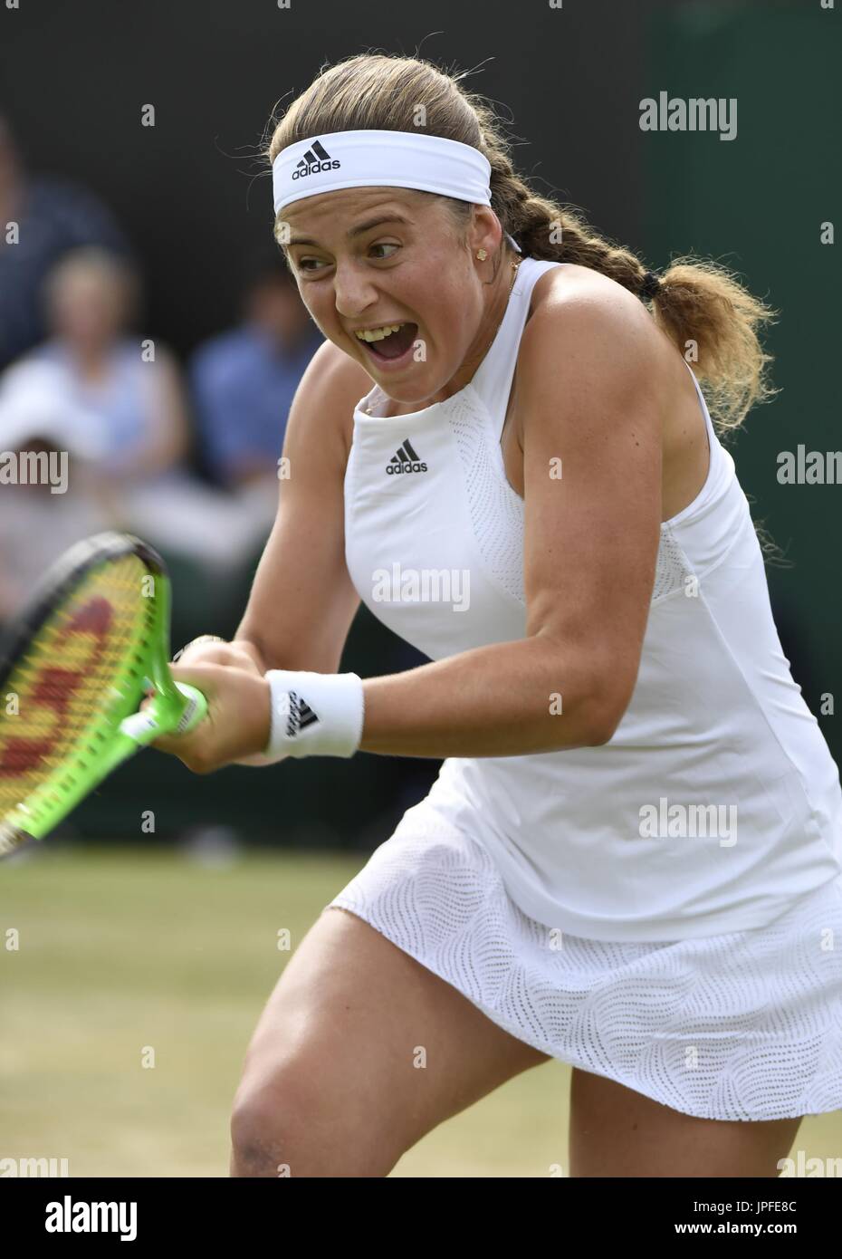 Jelena Ostapenko of Latvia is pictured during her third-round match ...