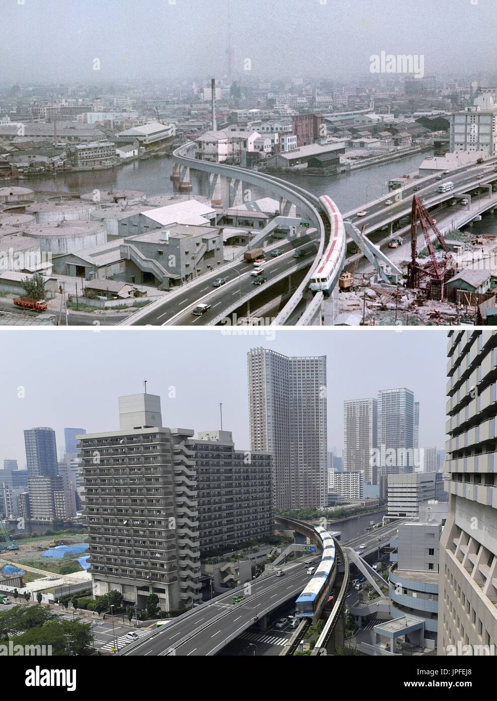 Combination photo shows the Tokyo Metropolitan Expressway running just ...