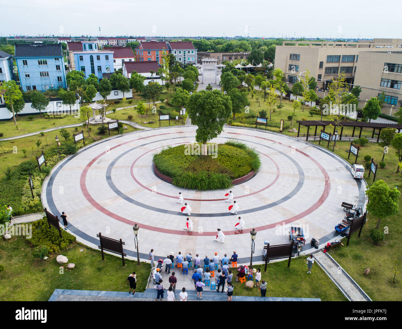Tongxiang, China's Zhejiang Province watch Taiji Fan show at Ronghu ...