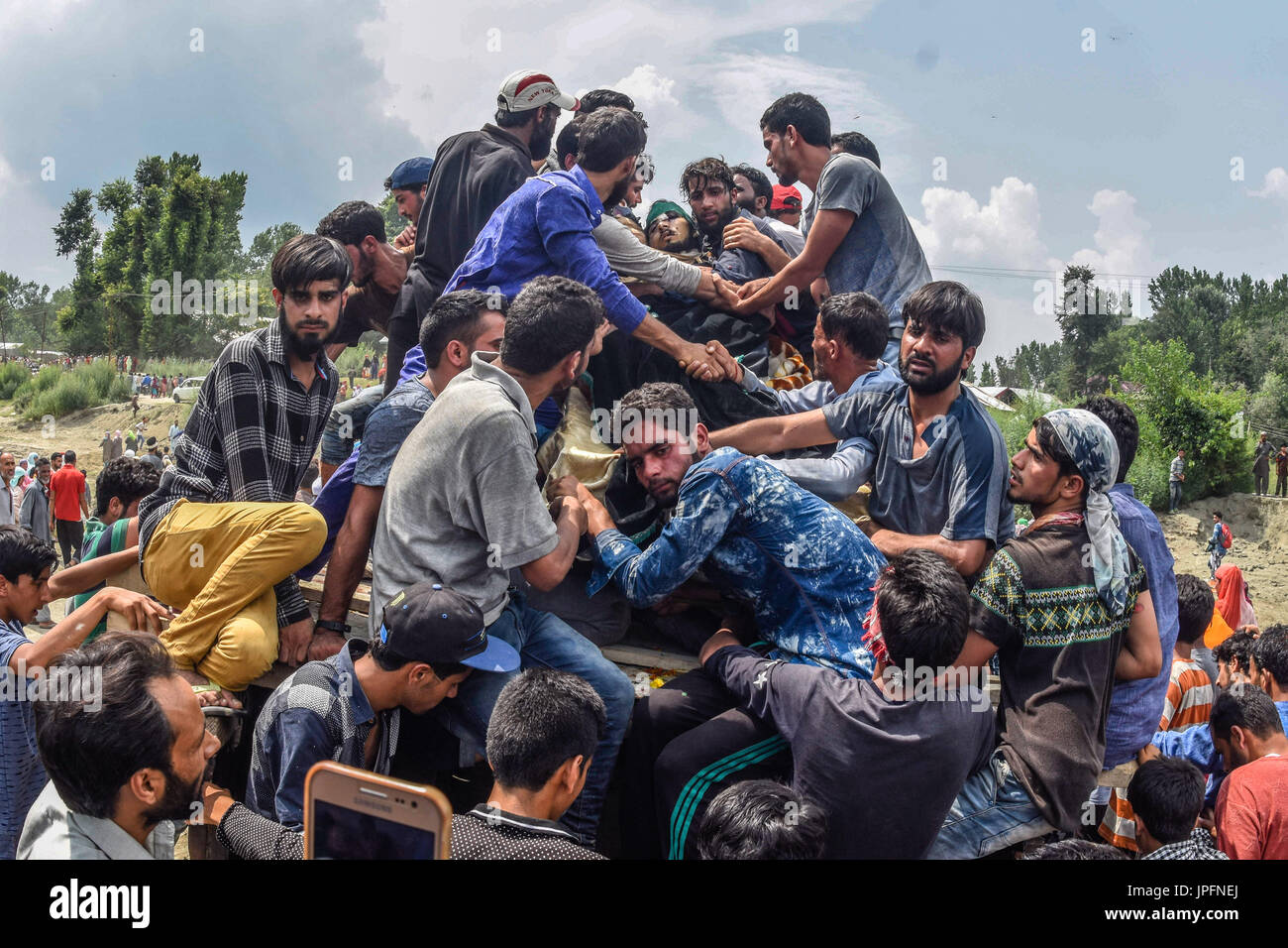 Pulwama, Jammu and Kashmir. 1st Aug, 2017. Kashmiri Muslim attend the ...