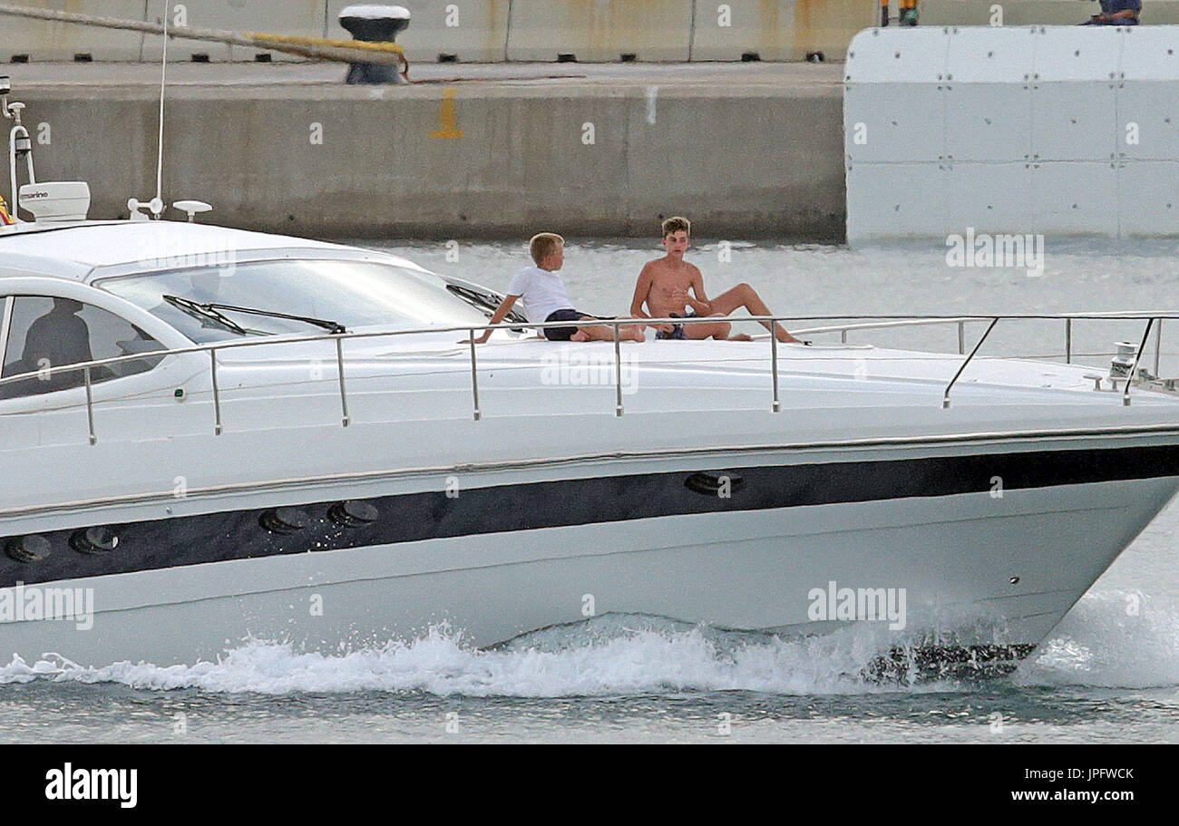 Pablo Nicolas Urdangarin and Miguel Urdangarin on a boat in Mallorca on ...