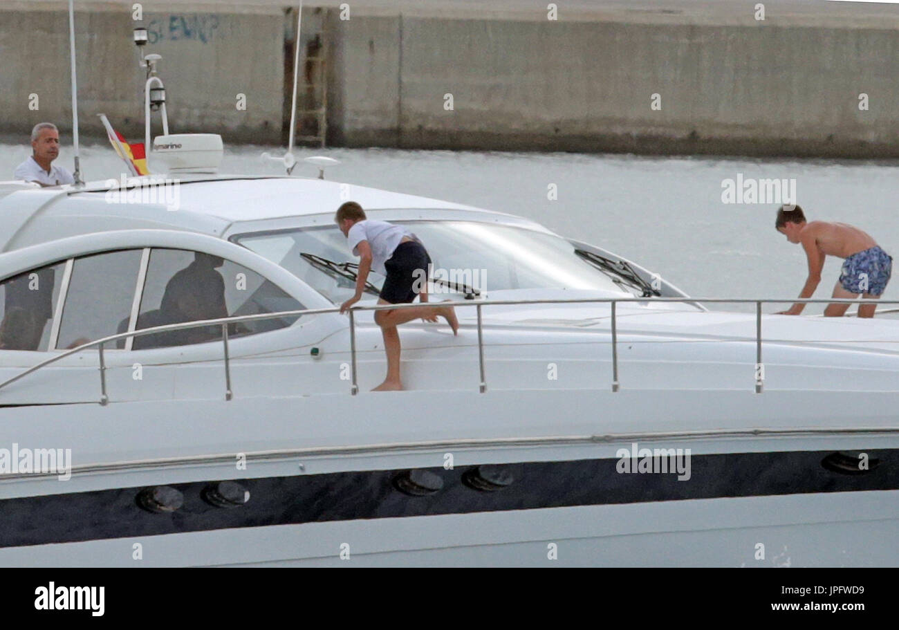 Pablo Nicolas Urdangarin and Miguel Urdangarin on a boat in Mallorca on ...