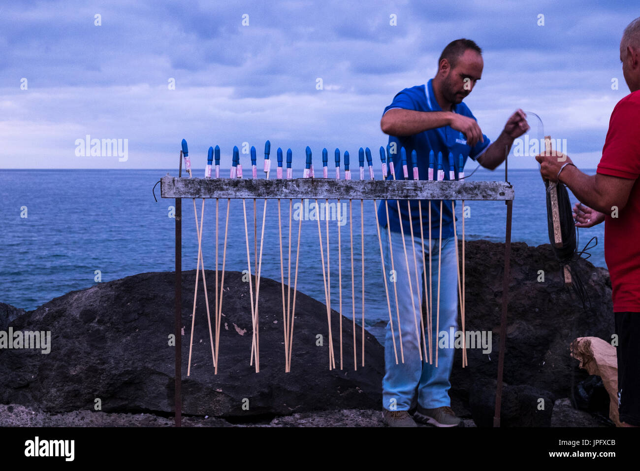 Playa San juan, Tenerife, 2 August 2017. Official start of the Fiesta ...
