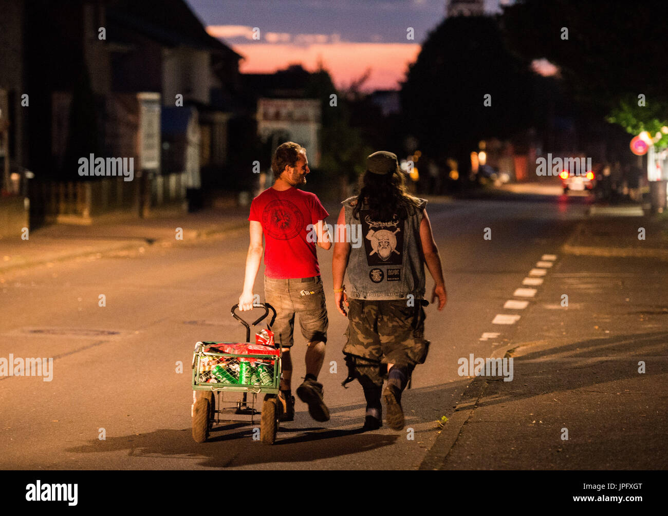 Wacken, Germany. 01st Aug, 2017. Two visitors to the Wacken Open Air ...