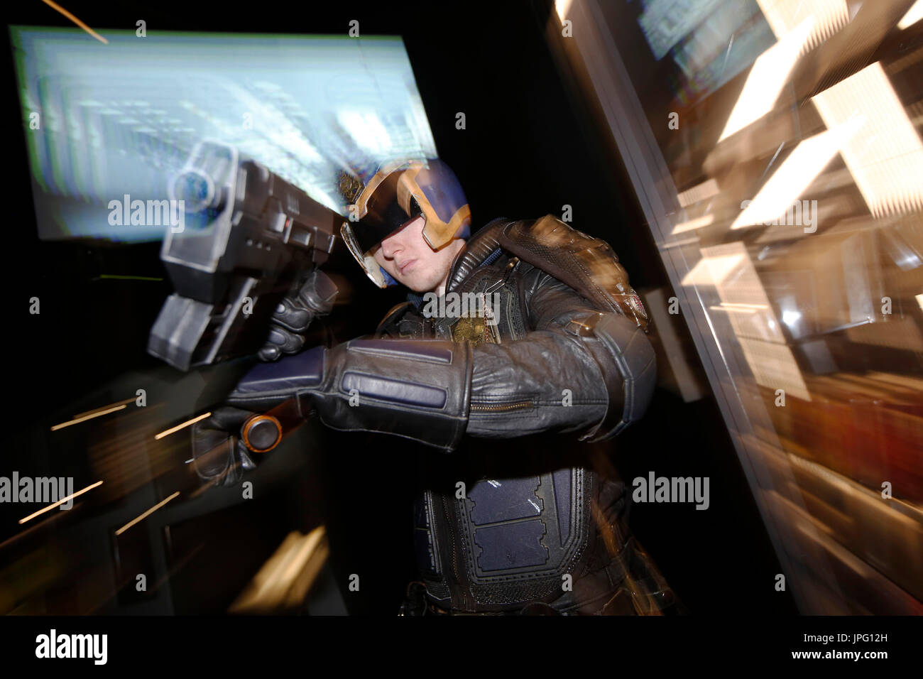 London, UK. 2nd Aug, 2017. William Conley poses as Judge Enza, a ...