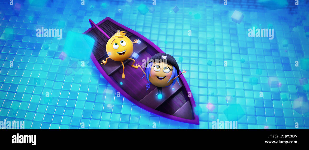 THE EMOJI MOVIE, from left: Gene (voice: T.J. Miller), Jailbreak (voice ...