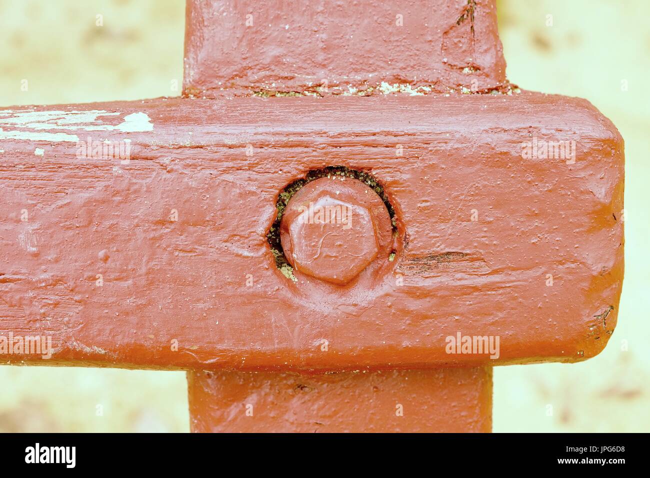 Steel screw joint point of wooden beams and wooden construction Stock ...