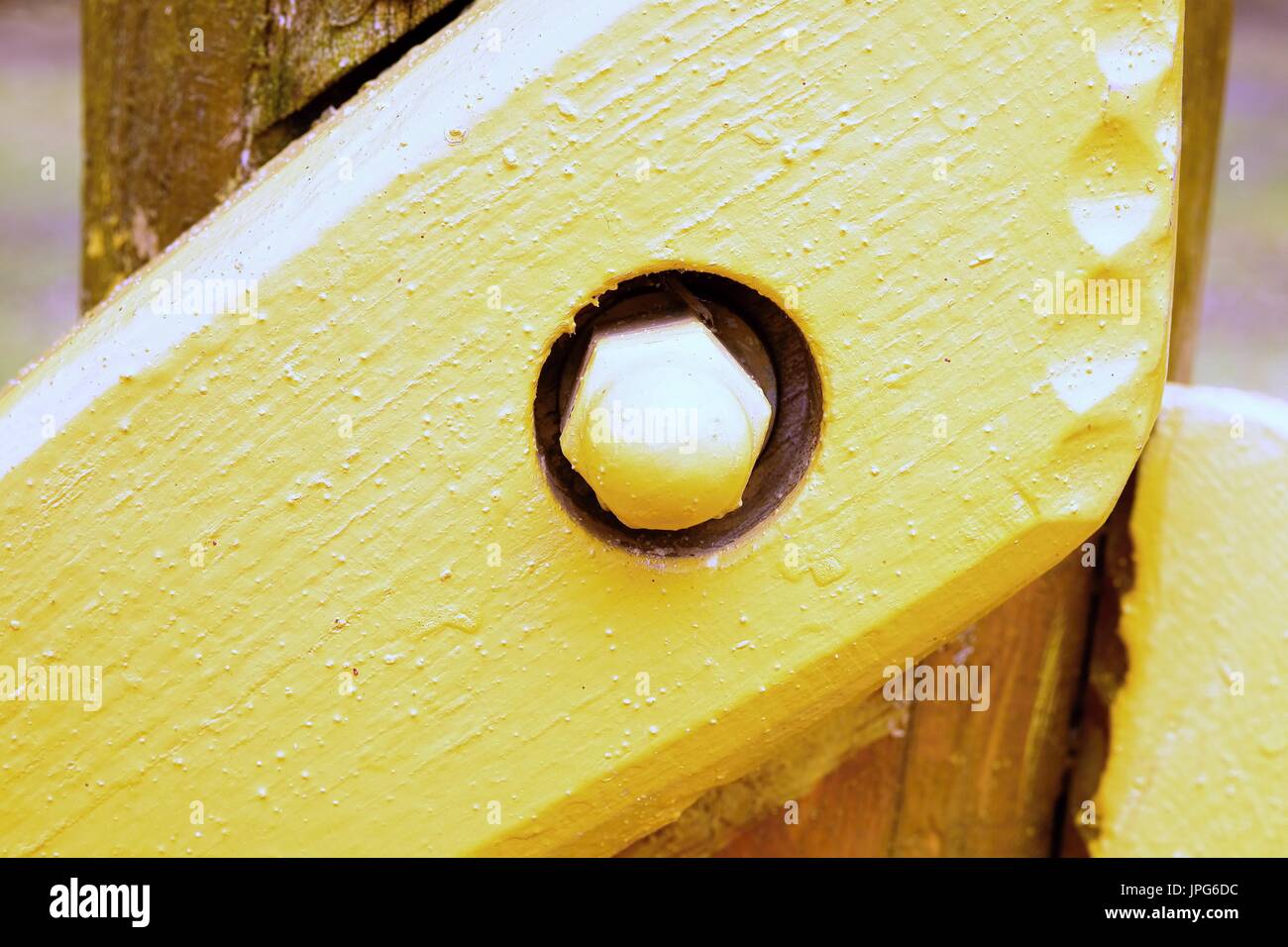 Steel screw joint point of wooden beams and wooden construction Stock ...