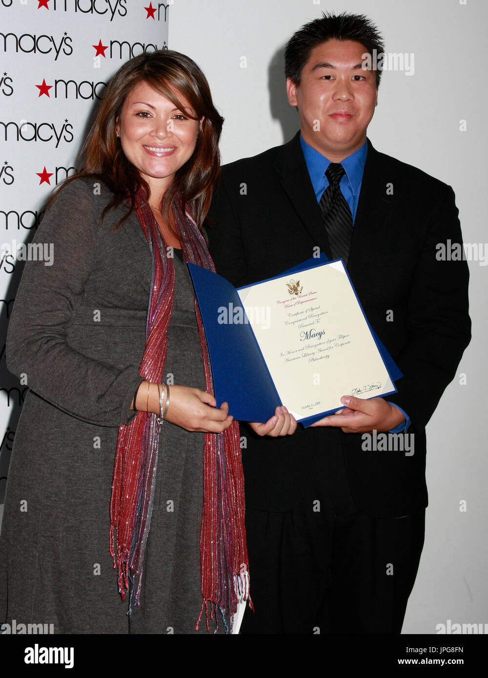 (l-r) Macy's Christina Alindogan and Field Representative Jesse Chang of CA Representative ...