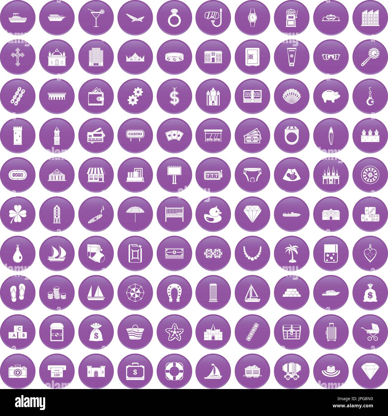 100 wealth icons set purple Stock Vector Image & Art - Alamy