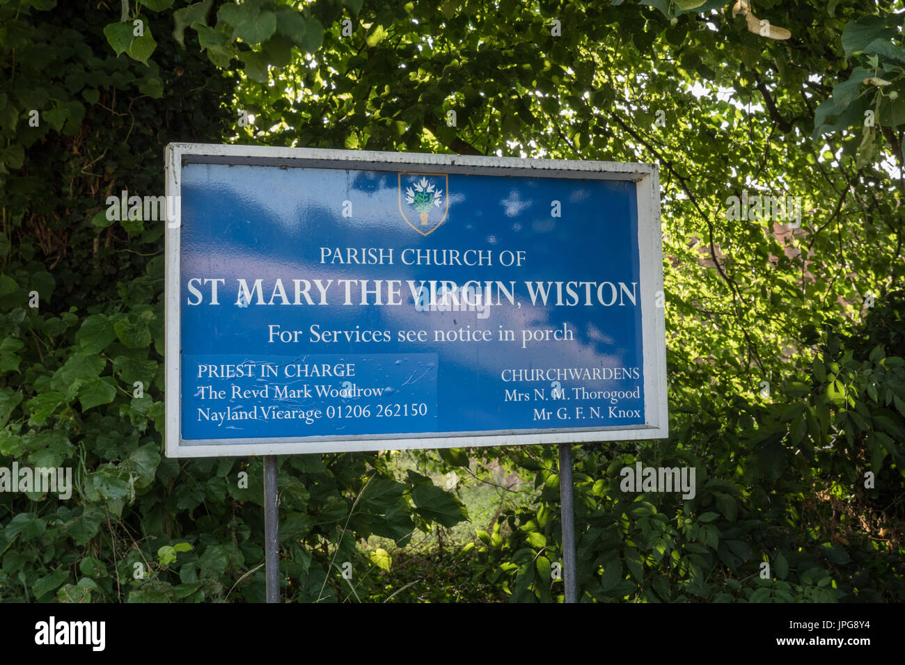 Church sign for St Mary the Virgin church at Wissington (Wiston ...