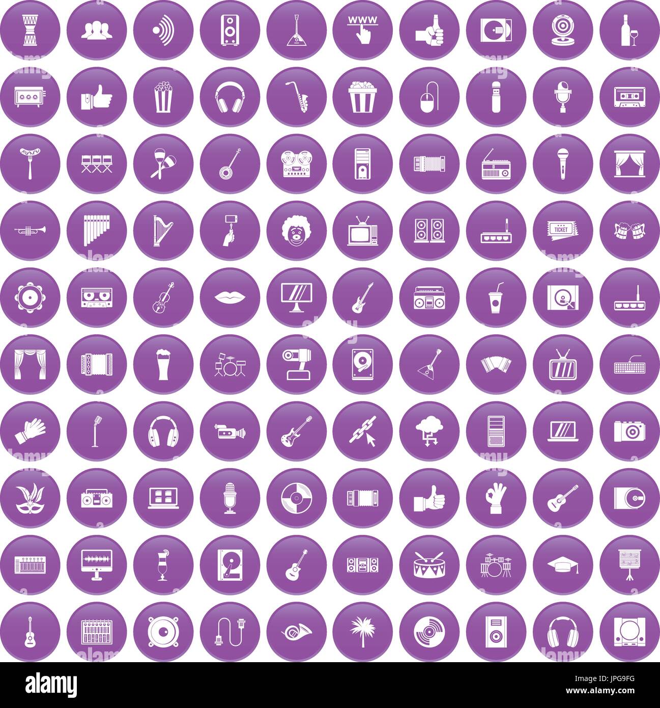 100 karaoke icons set purple Stock Vector Image & Art - Alamy