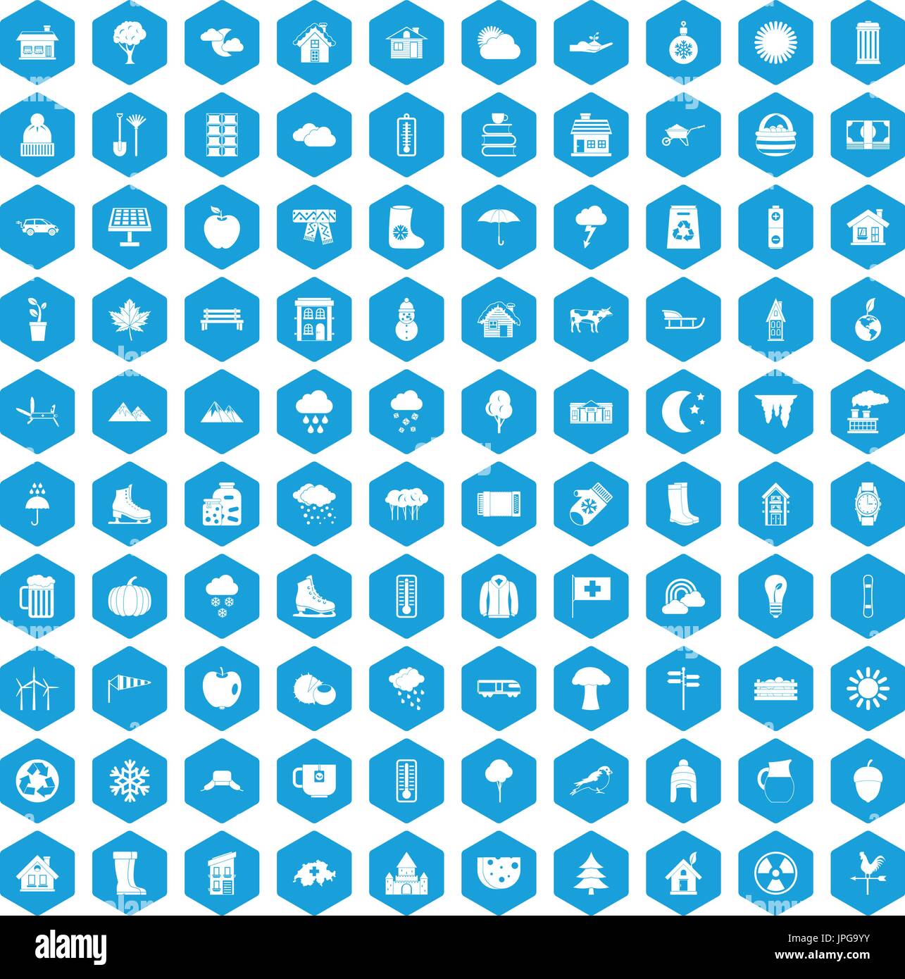 100 country house icons set blue Stock Vector Image & Art - Alamy