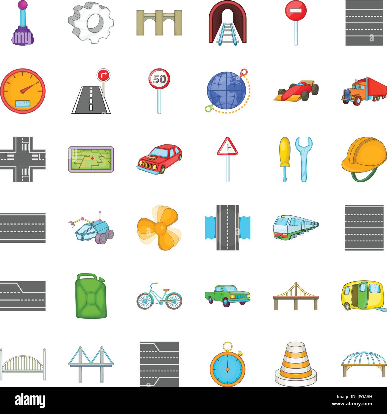 Road icons set, cartoon style Stock Vector Image & Art - Alamy