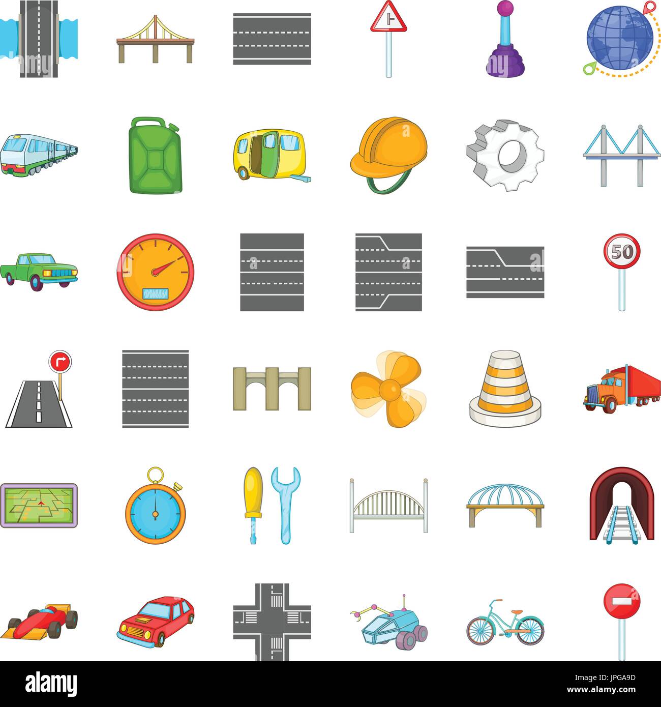 Bridge under tunnel icons set, cartoon style Stock Vector Image & Art ...