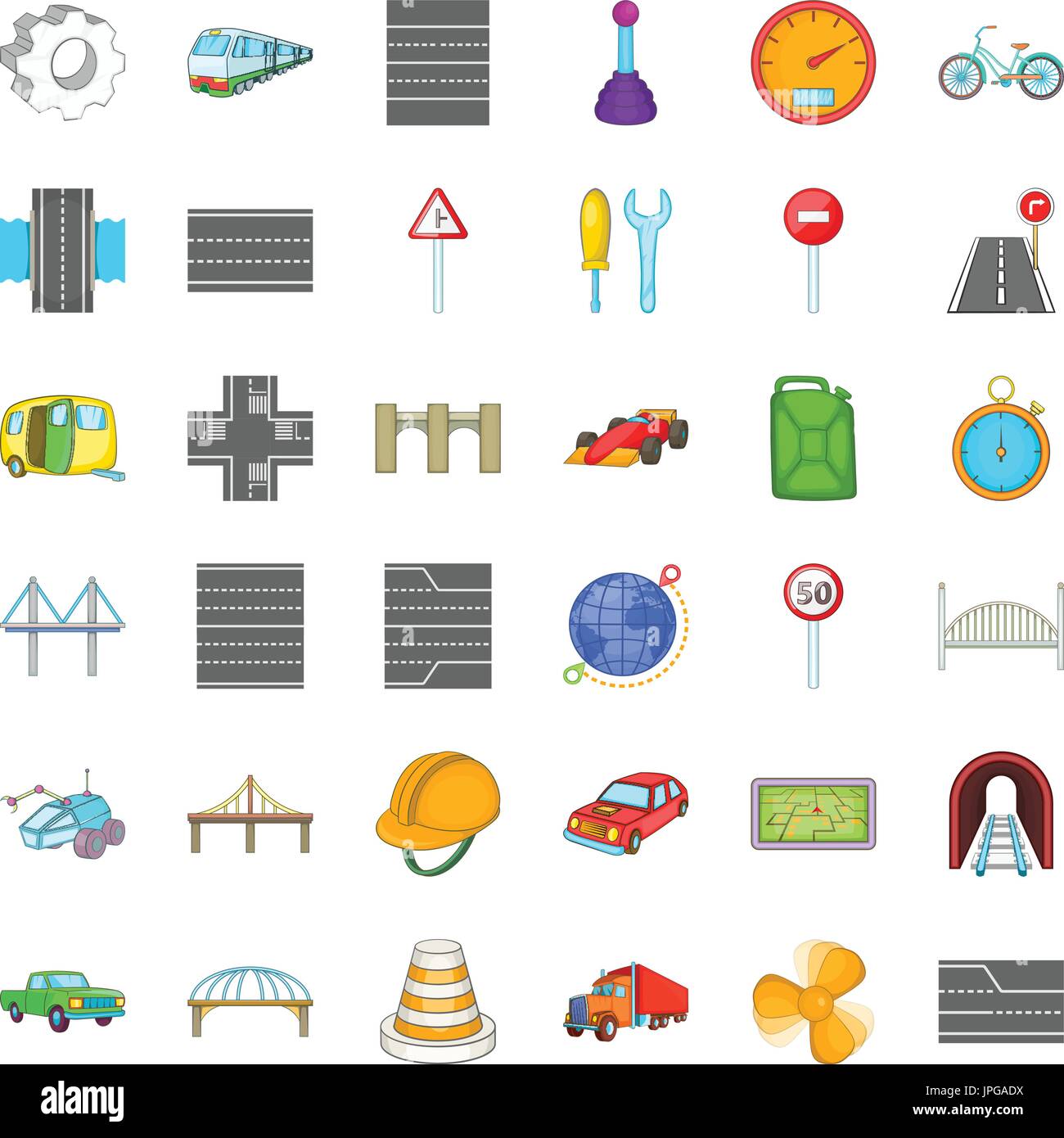 Rail bridge icons set, cartoon style Stock Vector Image & Art - Alamy